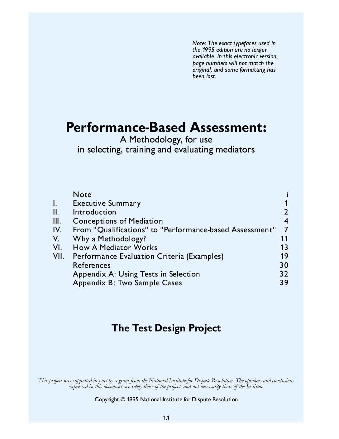 Mediator Testing Methodology | Convenor